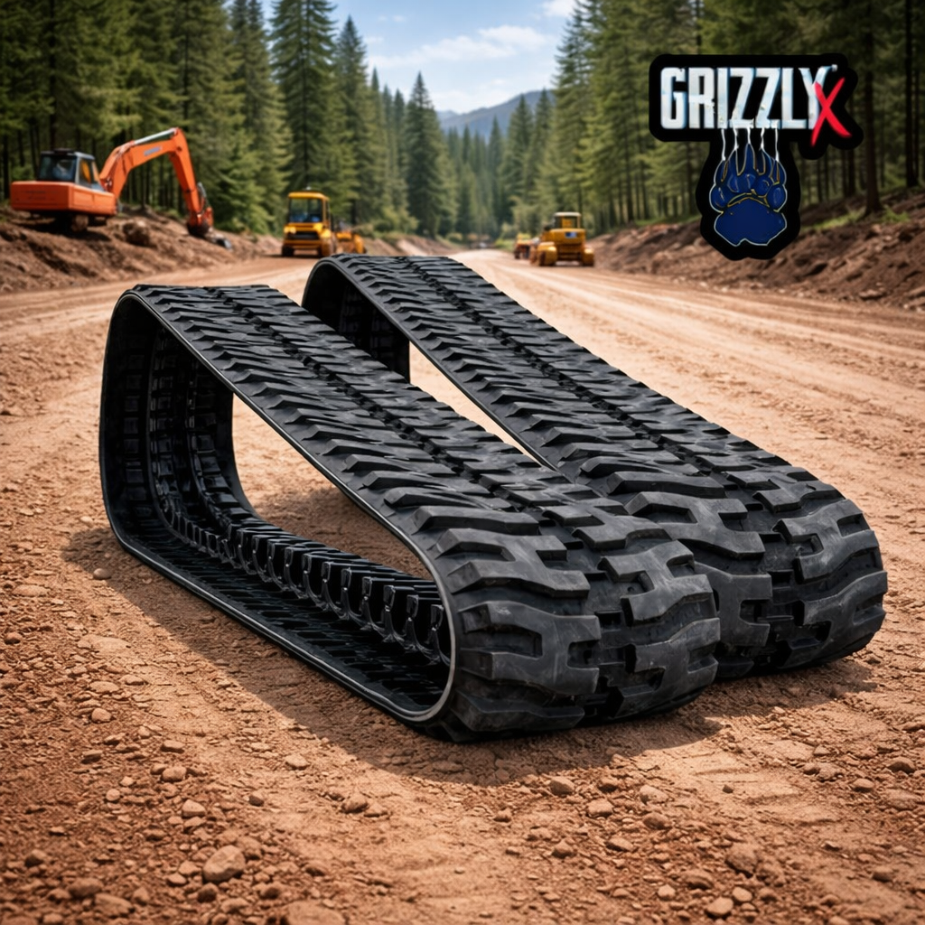 450x86x58 Rubber Skid Steer Tracks | H-Wave Tread | Grizzly Rubber Tracks